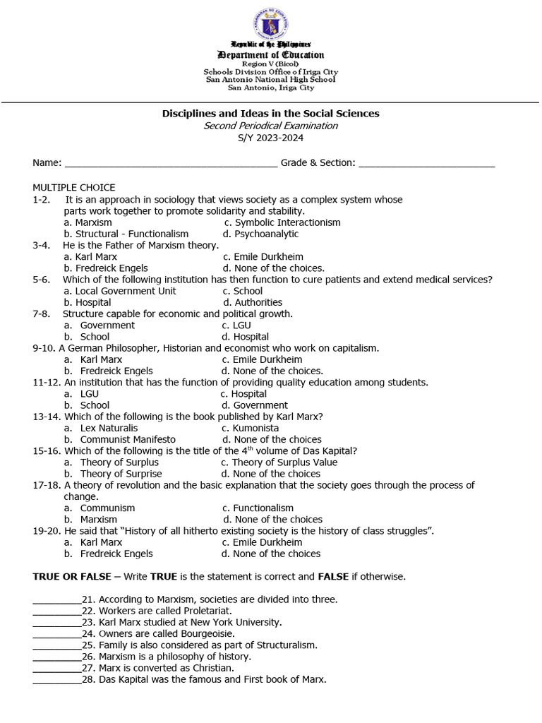 Diss 2nd Exam | PDF | Karl Marx | Marxism