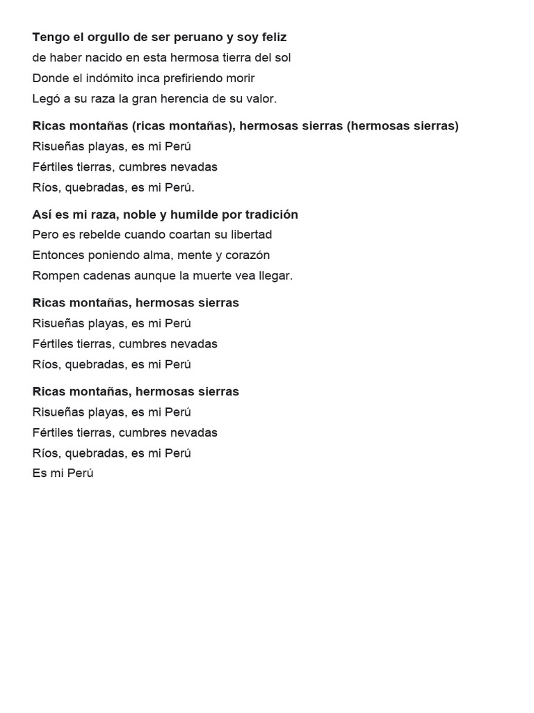 Tengo El Orgullo de Ser Peruano y Soy Feliz | PDF