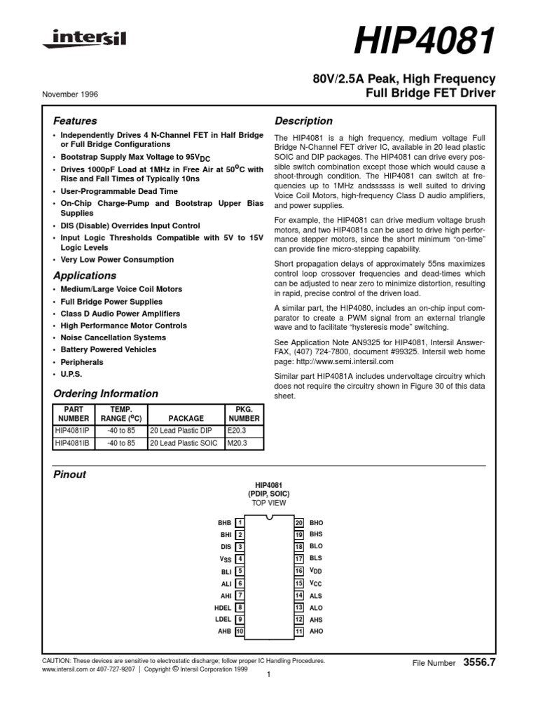Hip 4081 | PDF | Field Effect Transistor | Mosfet