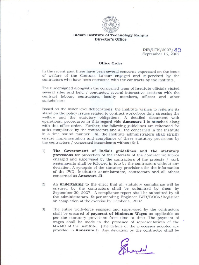 Lbour Practices at IITK | PDF