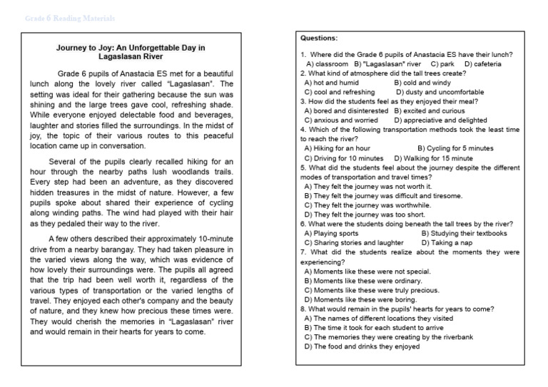 Grade 6 Reading Materials: Lagaslasan | PDF