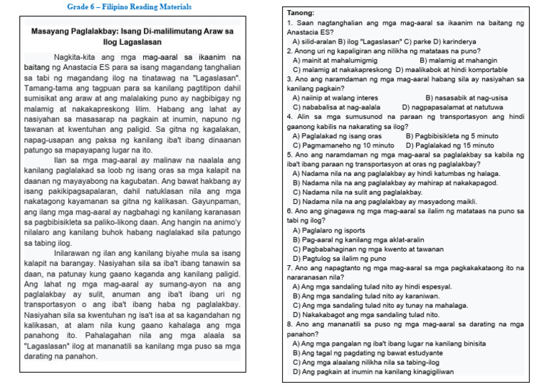 Grade 6-Filipino-Localized Reading Materials 1 | PDF