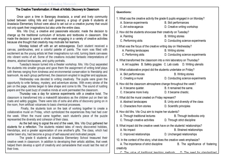 Grade 6-English Localized Reading Materials 3 | PDF | Science | Cognition