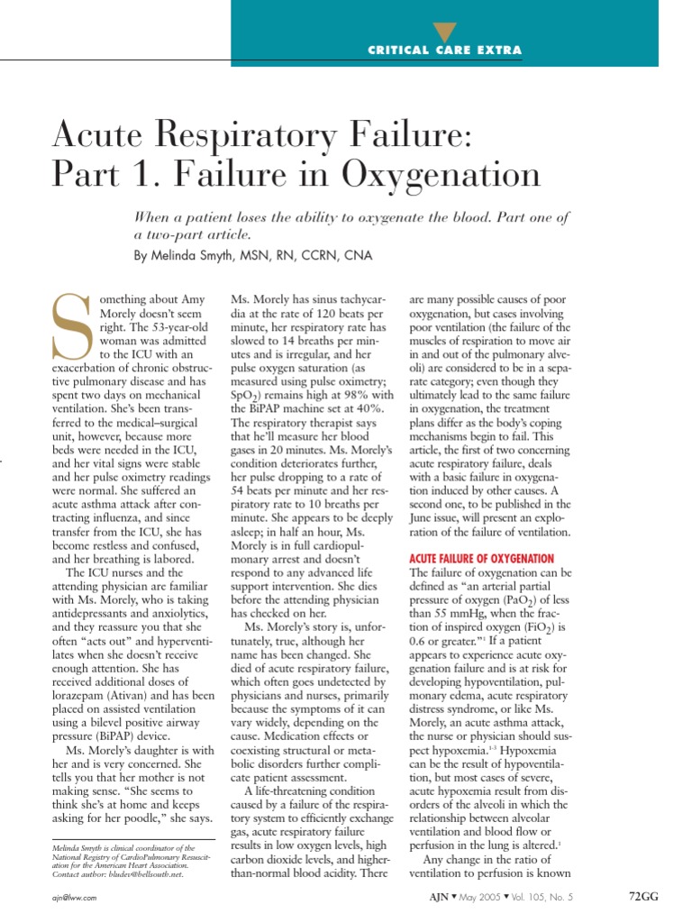 Acute Respiratory Failure: Part 1. Failure in Oxygenation | PDF ...