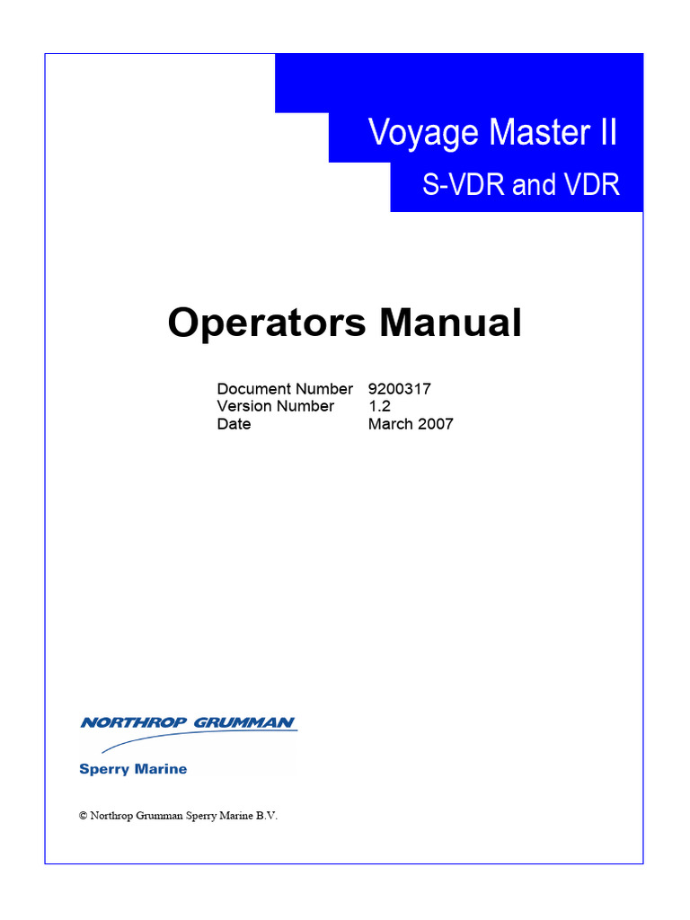 DBS 00317 Operators Manual For Voyage Master II S-VDR and VDR | PDF | Power Supply | Backup