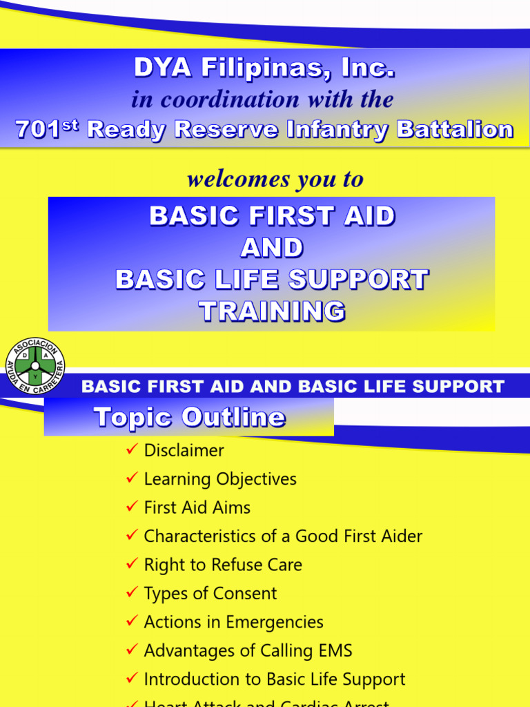 Basic First Aid and Basic Life Support Training For 701st RRIBN ...