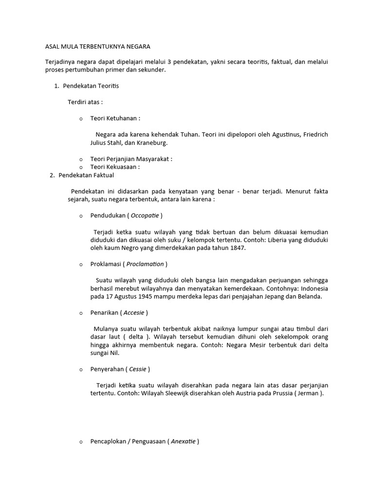 Asal Mula Terbentuknya Negara | PDF
