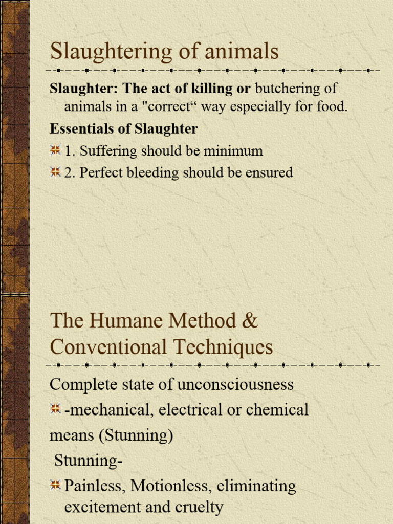 Humane Slaughter and Dressing Methods | PDF | Animal Slaughter ...