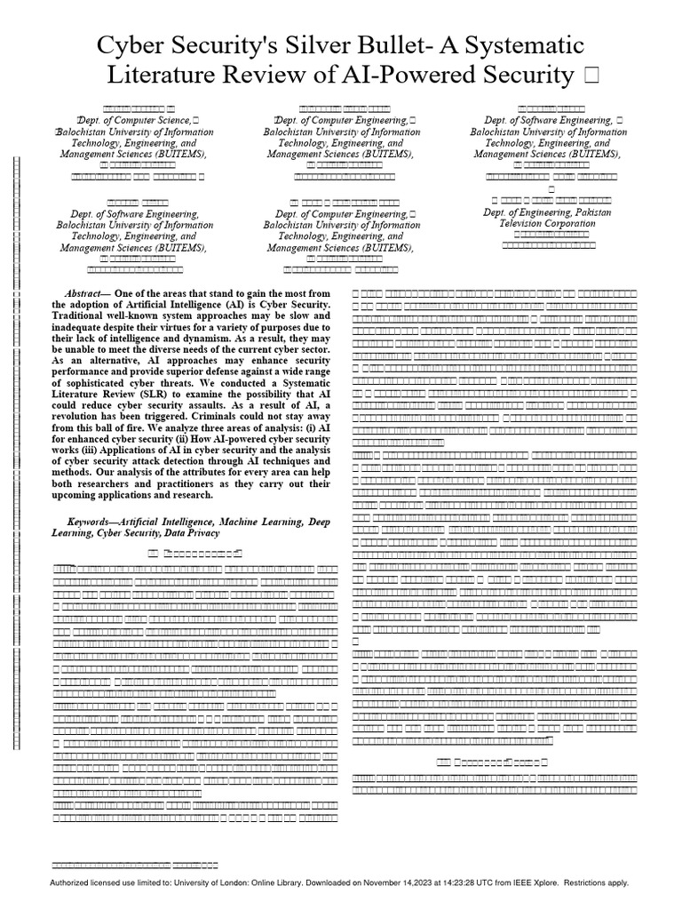 Cyber Securitys Silver Bullet - A Systematic Literature Review of AI ...