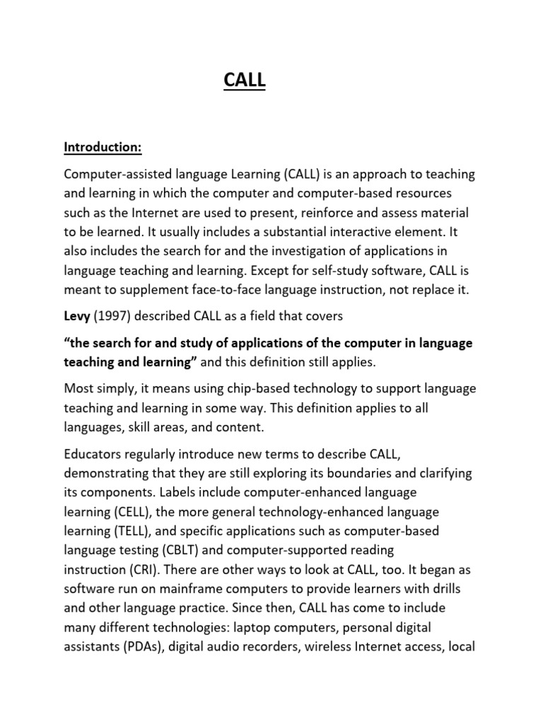 Assignment CALL | PDF | Learning | Educational Technology