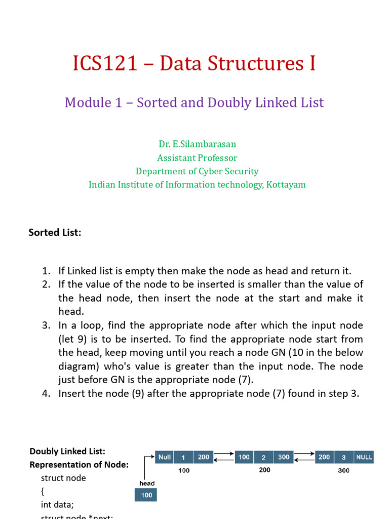 ICS121 - Data Structures I - Fundamentals of DS - Sorted List and ... ICS121 - Data Structures I - Fundamentals of DS - Sorted List and ...