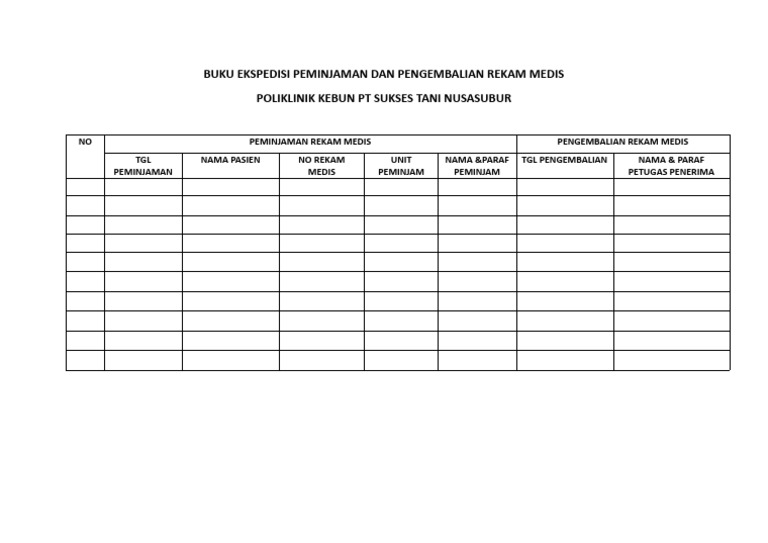 Buku Ekspedisi Peminjaman Dan Pengembalian Rekam Medis | PDF