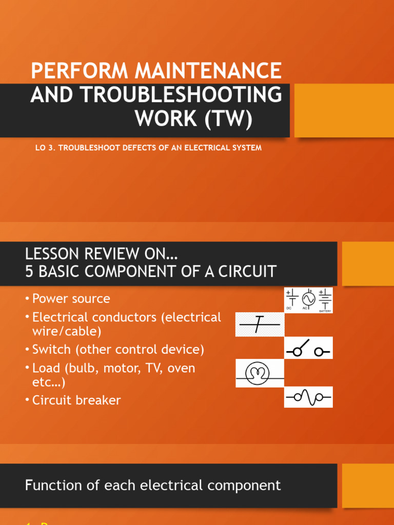 1a Perform Maintenance and Troubleshooting Work (TW) | PDF | Electric Power | Switch