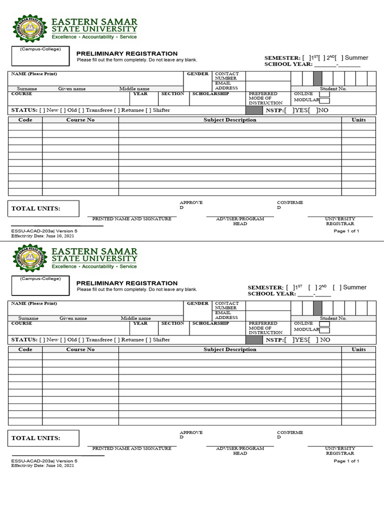 ENROLLMENT-FORM Blank Write | PDF | Computing | Computer Engineering