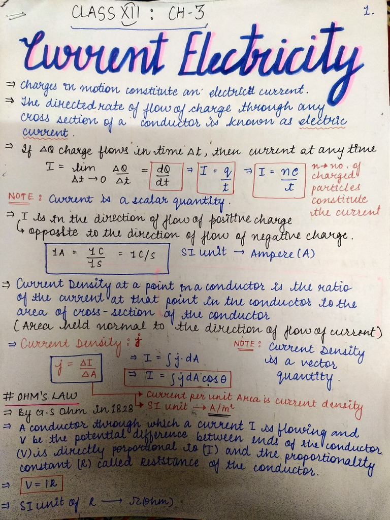 Physics CH 3 Current Electricity | PDF | Materials Science | Electrical Resistance And Conductance