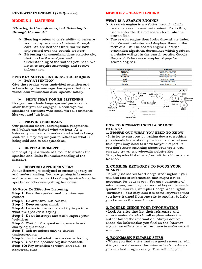 2Q Reviewer in English 7 | PDF | Information | Sound