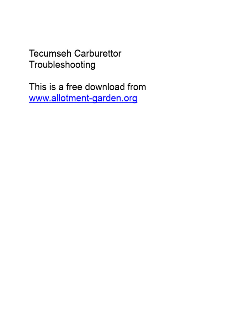 Tecumseh Carburettor Troublshooting | PDF | Technology & Engineering