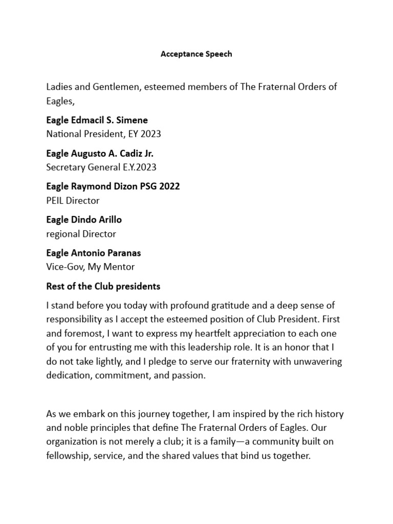 Acceptance Speech | PDF