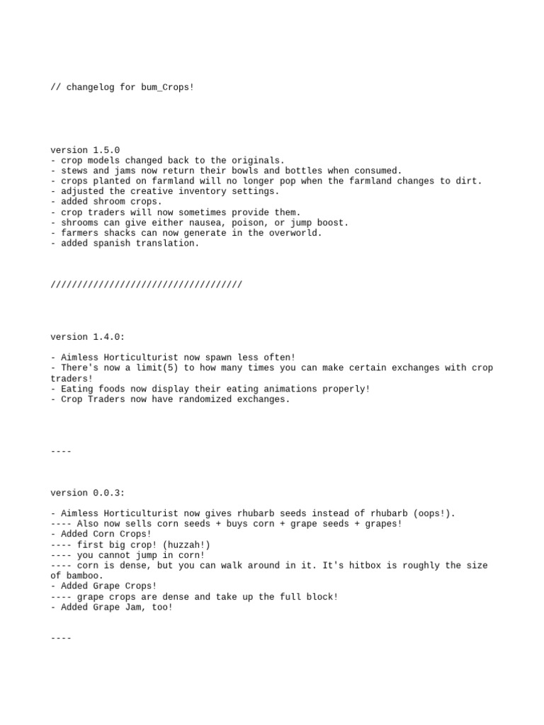 Changelog 1.5.0 | PDF | Home & Garden | Technology & Engineering