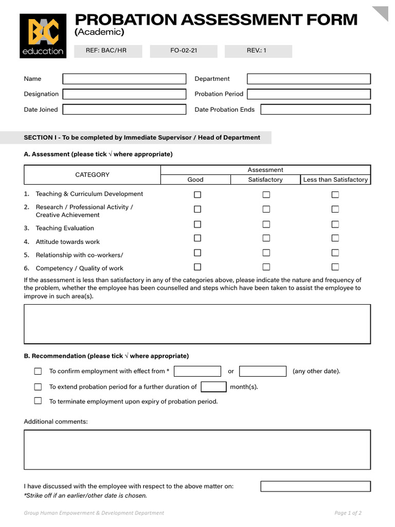 Academic Probation Evaluation Form | PDF | Employment | Business