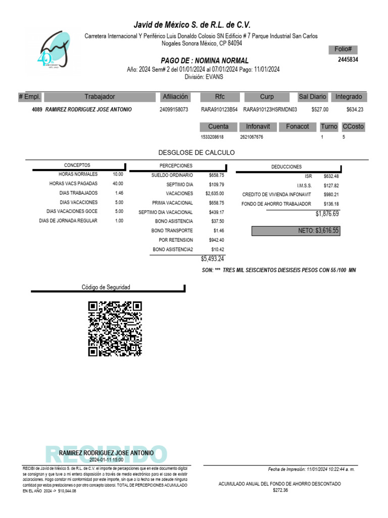 Receipt - 2024 01 11 15 00 07 | Descargar gratis PDF | México