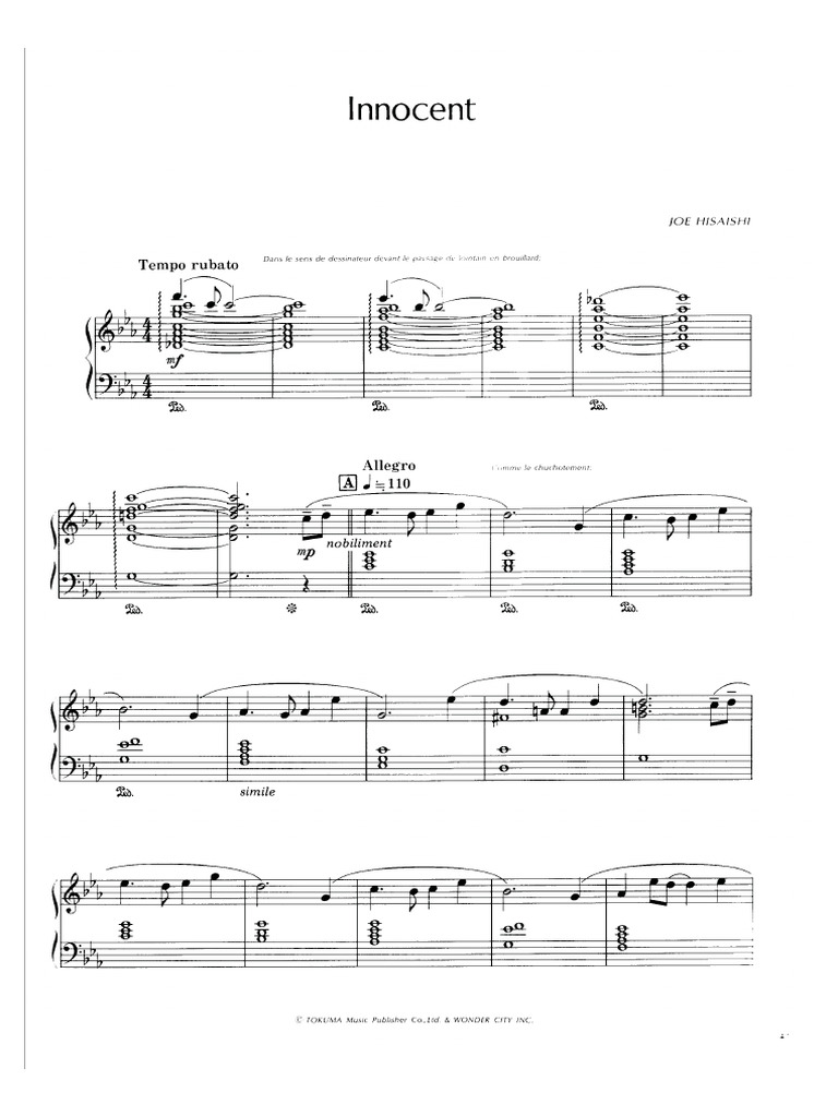 Joe Hisaishi Innocent | PDF