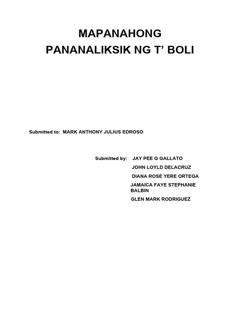 Mapanahong Pananaliksik NG Tboli | PDF