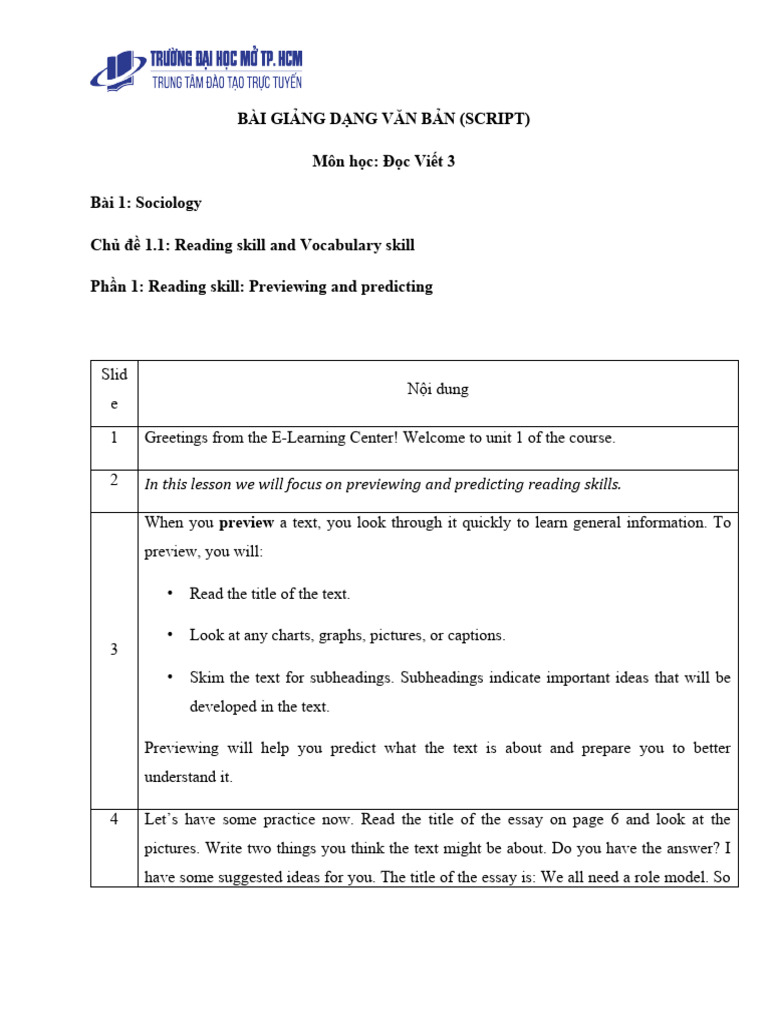 DV3-B1-CD1.1-Reading Skill-Script | PDF