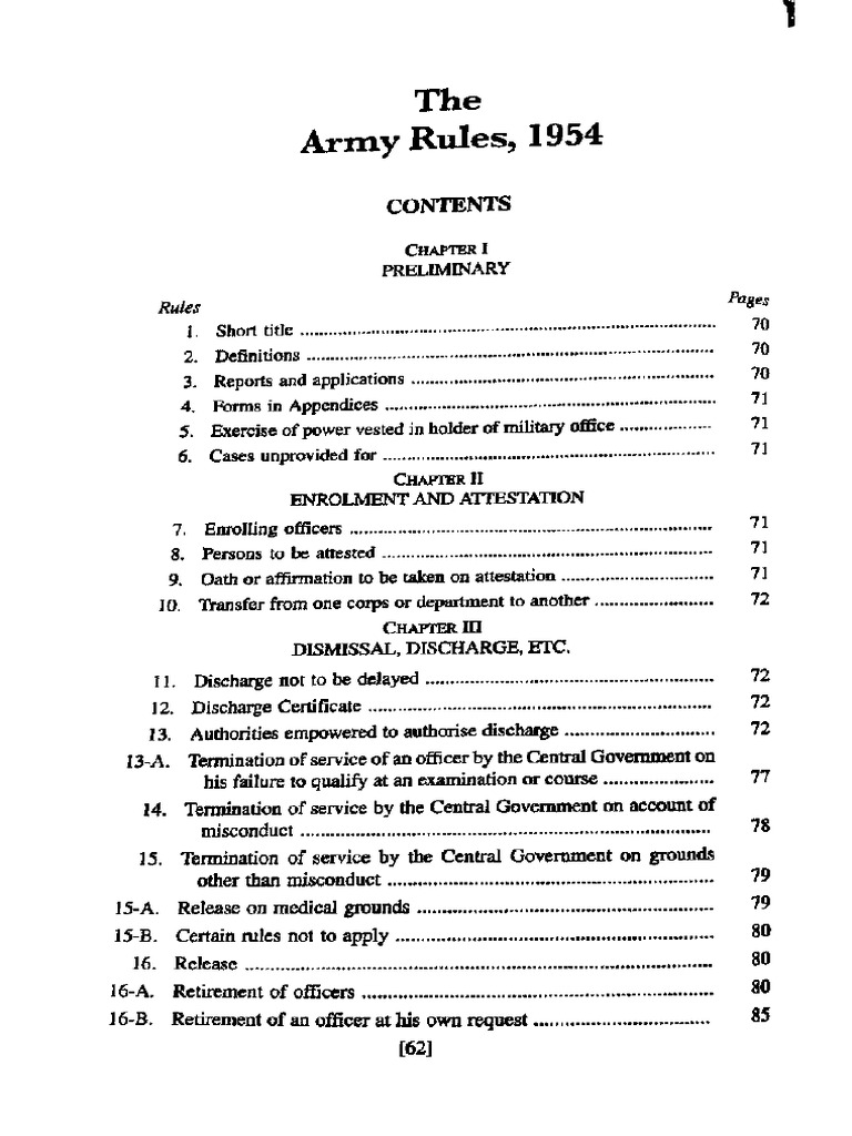 Army Rules, 1954 | PDF