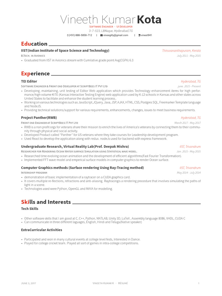 Vineet CV | PDF | Rendering (Computer Graphics) | Computing