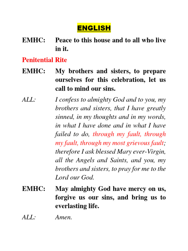 Communion of The Sick | PDF