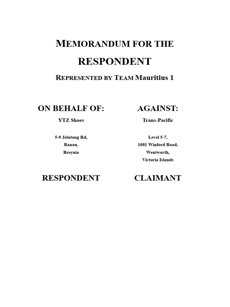 RESPONDENT's MEMORANDUM | PDF | Arbitration | Judiciaries