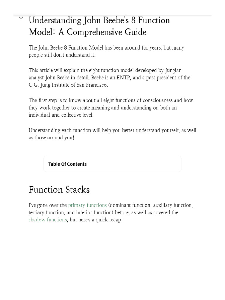 Understanding John Beebes 8 Function Model a Comprehensive Guide ...