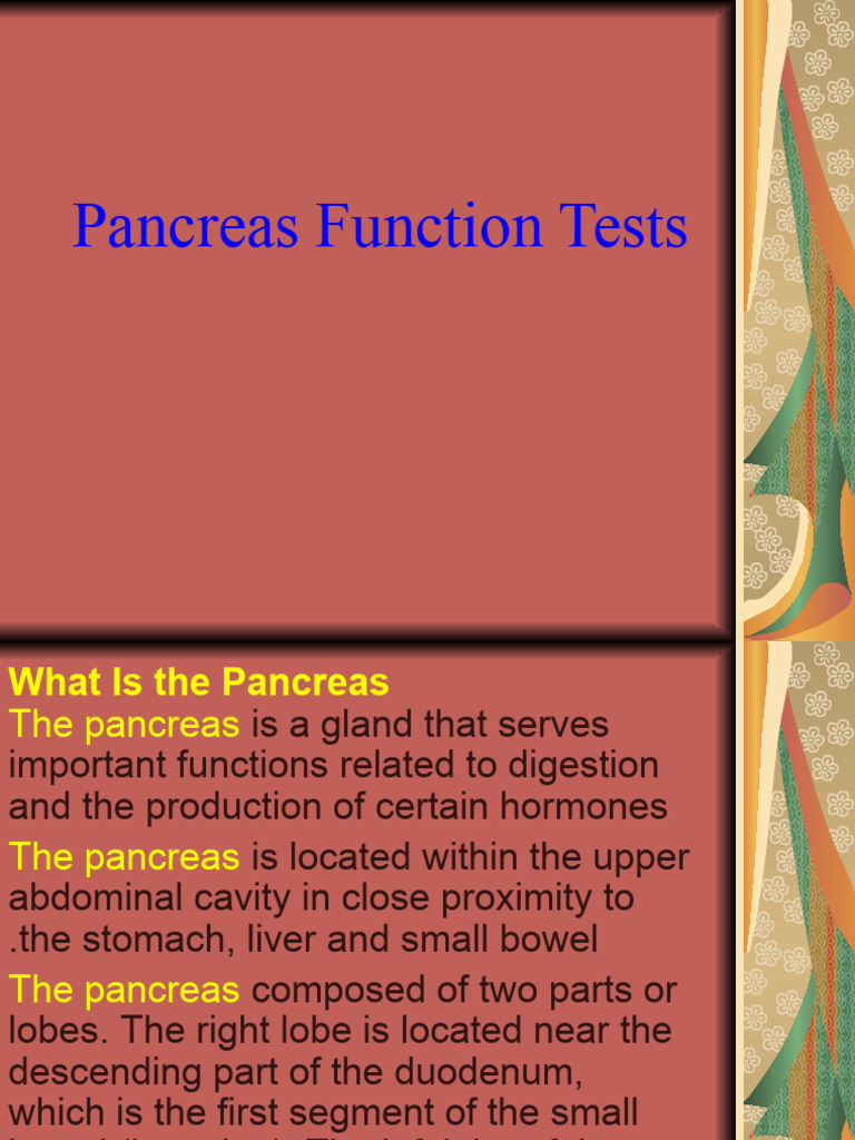 Pancreas Function Tests | PDF | Pancreas | Digestion