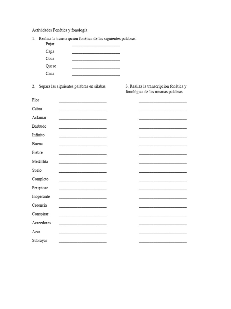 Actividades Fonética y Fonología | PDF | Fonología | Lingüística