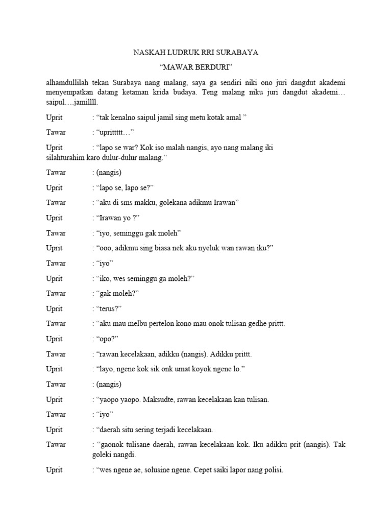 Naskah Ludruk | PDF | Fiksi Misteri, Thriller, & Kejahatan