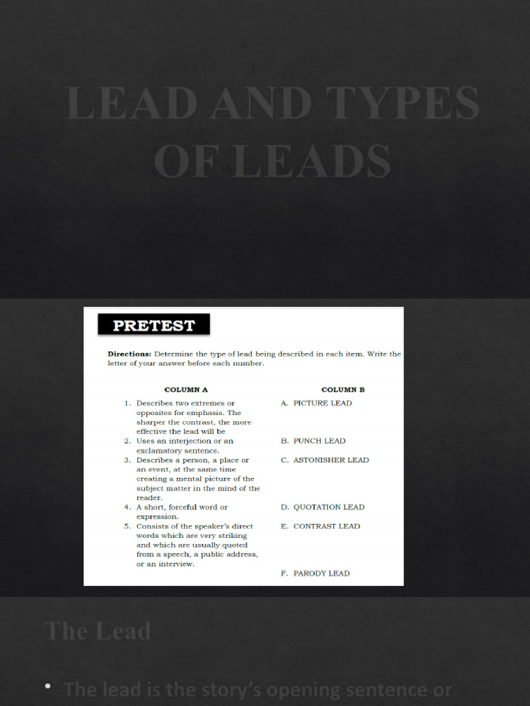 Types of Leads in Journalism | PDF | General Fiction