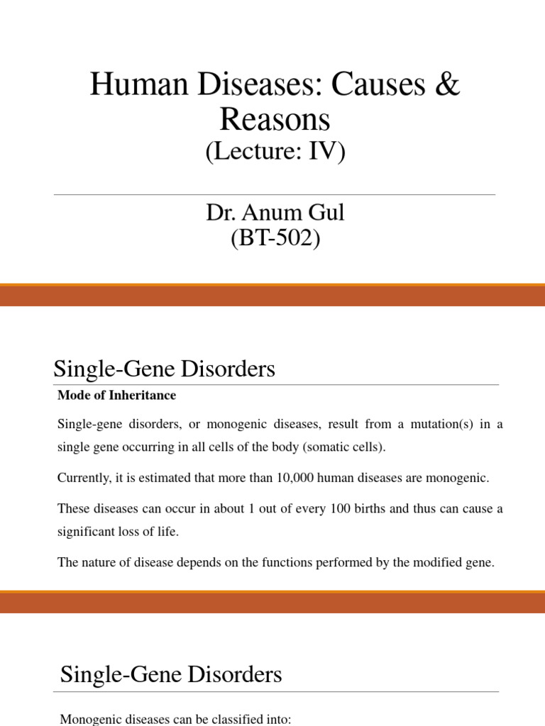5 Human Diseases, Causes and Reasons (Lec IV) | PDF | Genetic Disorder | Cancer