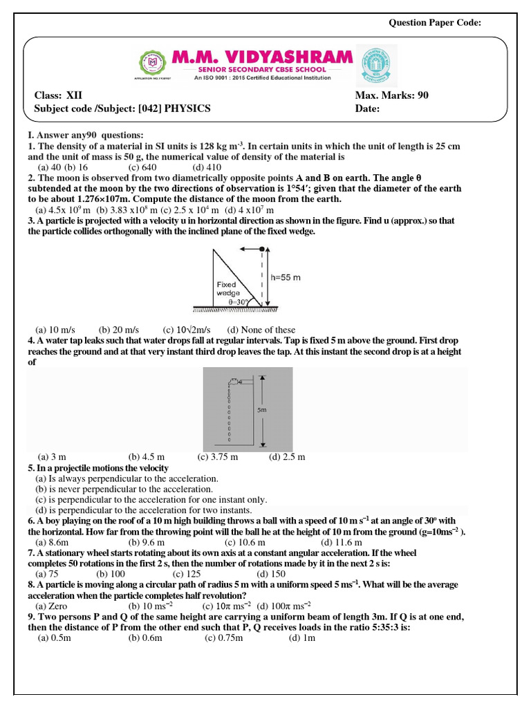 Xii Neet Physics Question (Xi TH Full Portion) (1) (1) 4651.47530 | PDF ...