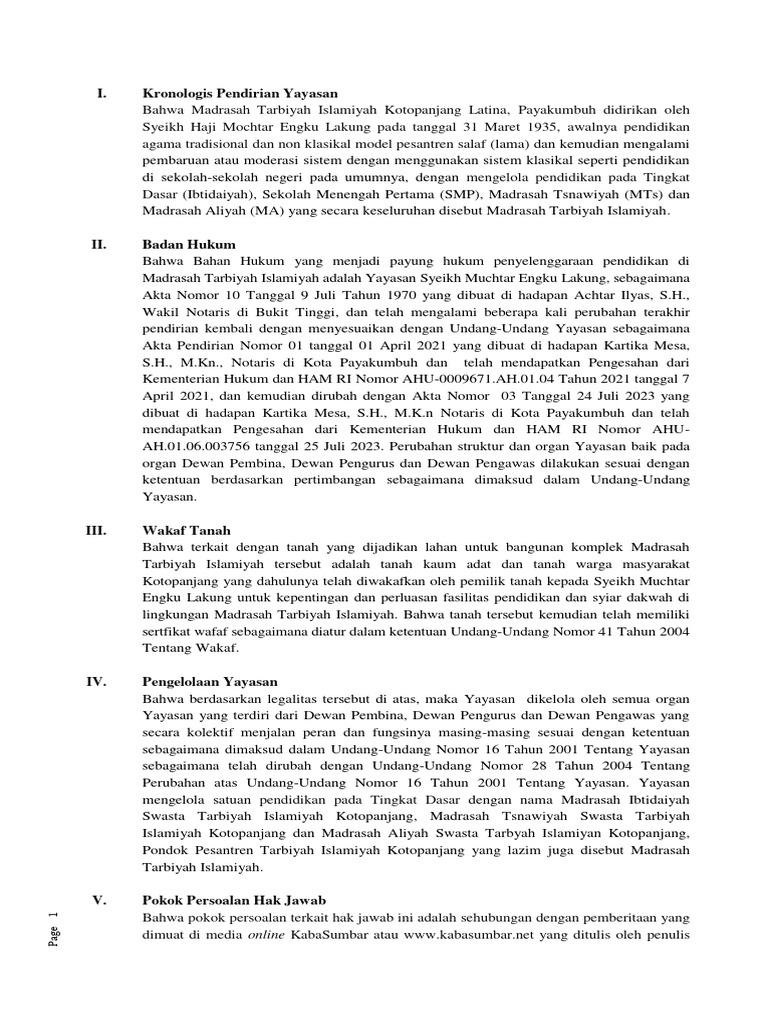 Conten Hak Jawab, Tanggapan Dan Klarifikasi Pers | PDF