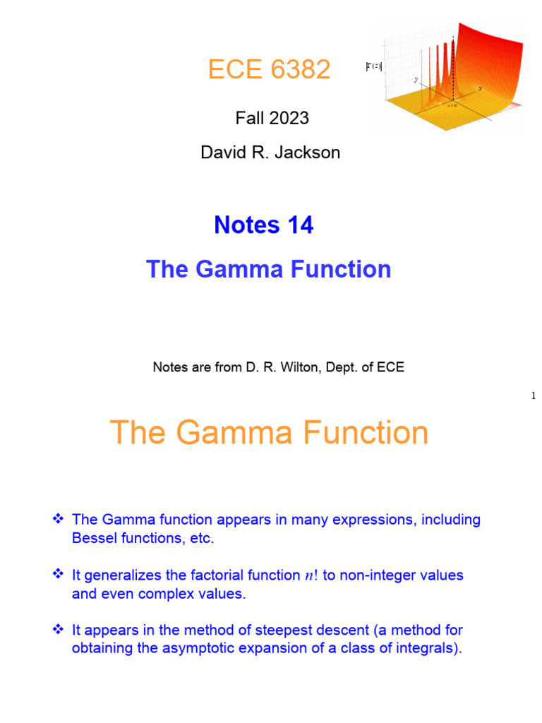 Notes 14 6382 Gamma Function | PDF | Number Theory | Mathematical Analysis