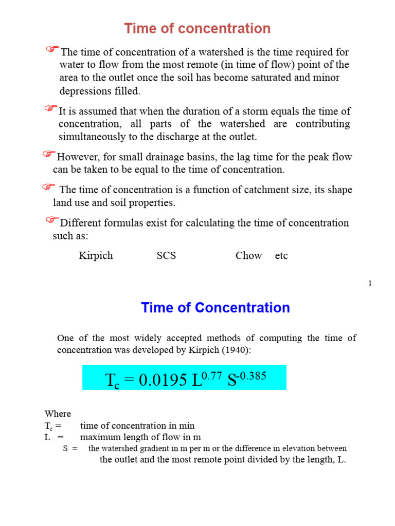 1-7 - Time of Concentration | PDF | Drainage Basin | Environmental Science