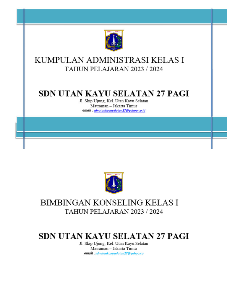 Administrasi Kelas I SDN 27 Utan Kayu | PDF
