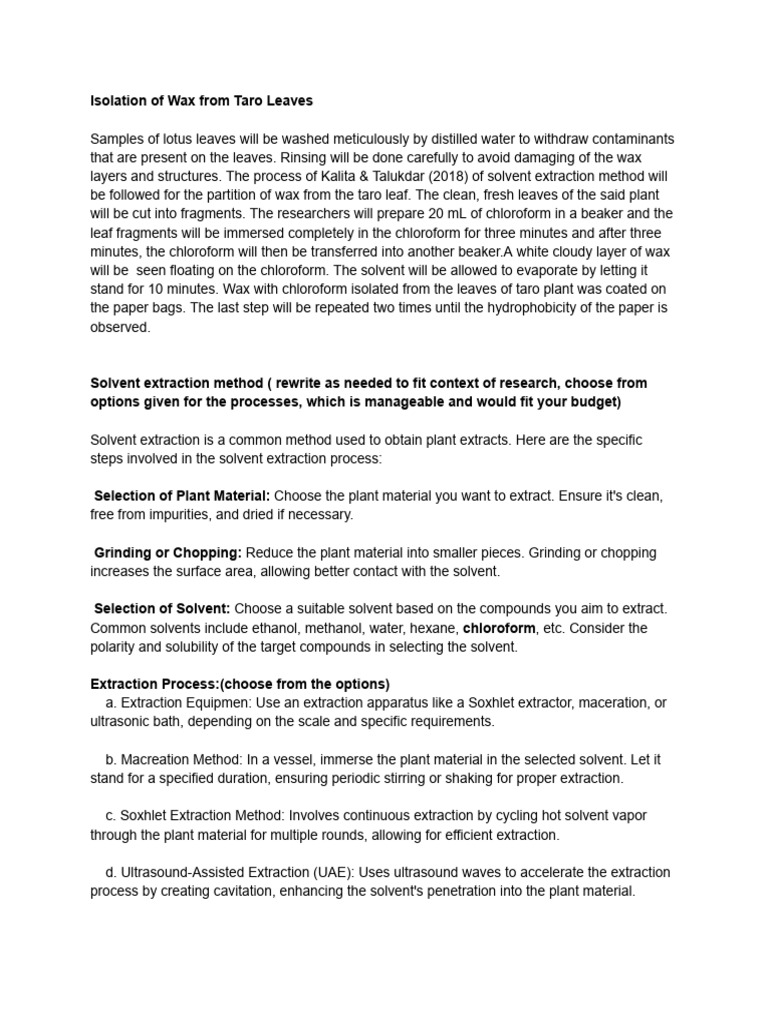 Process Draft In Research Pdf Solvent Chemistry