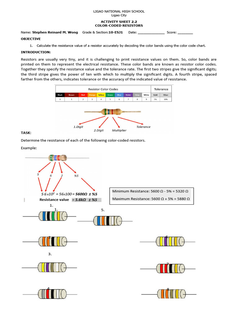 Act2.2 ColorCodedResistors | PDF