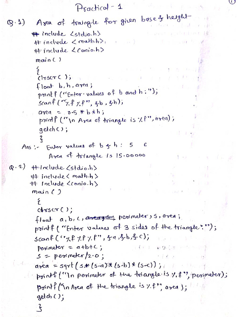 Turbo C, Practical-1, (Write It On White Pages) | PDF