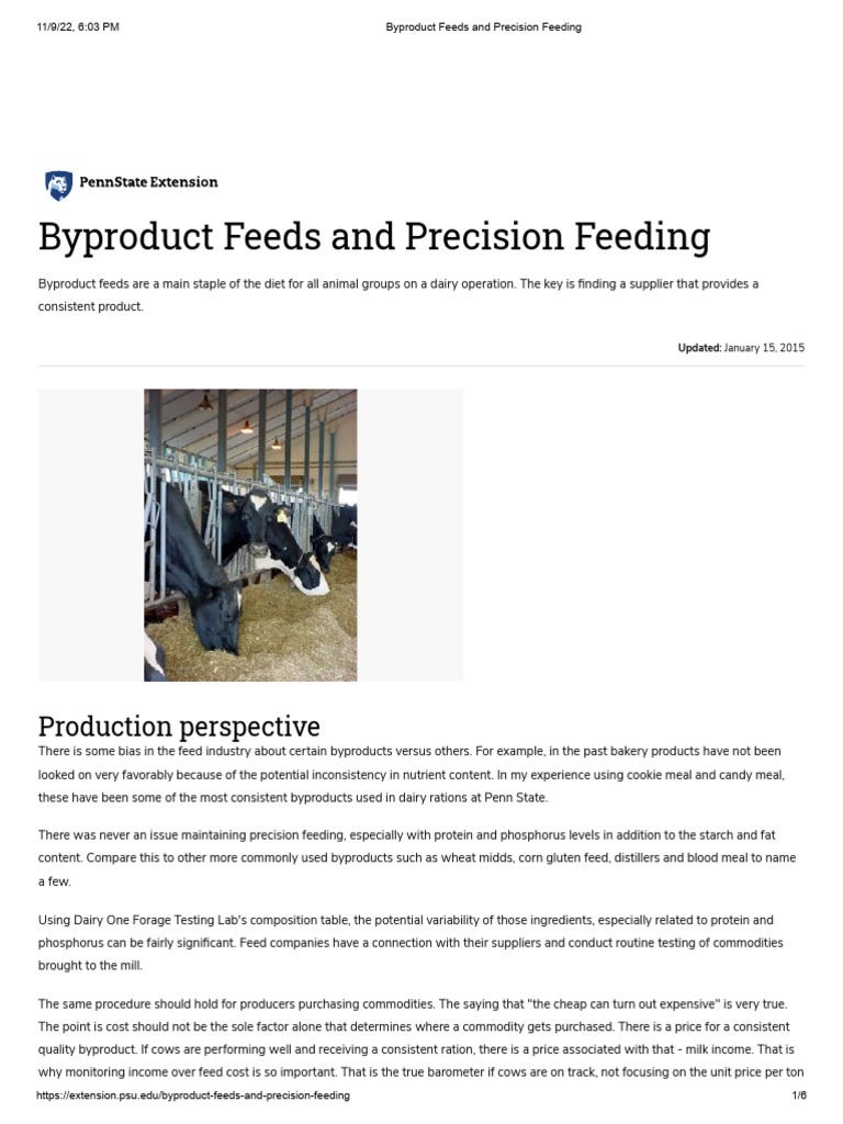 Byproduct Feeds and Precision Feeding | PDF | Flour | Dairy