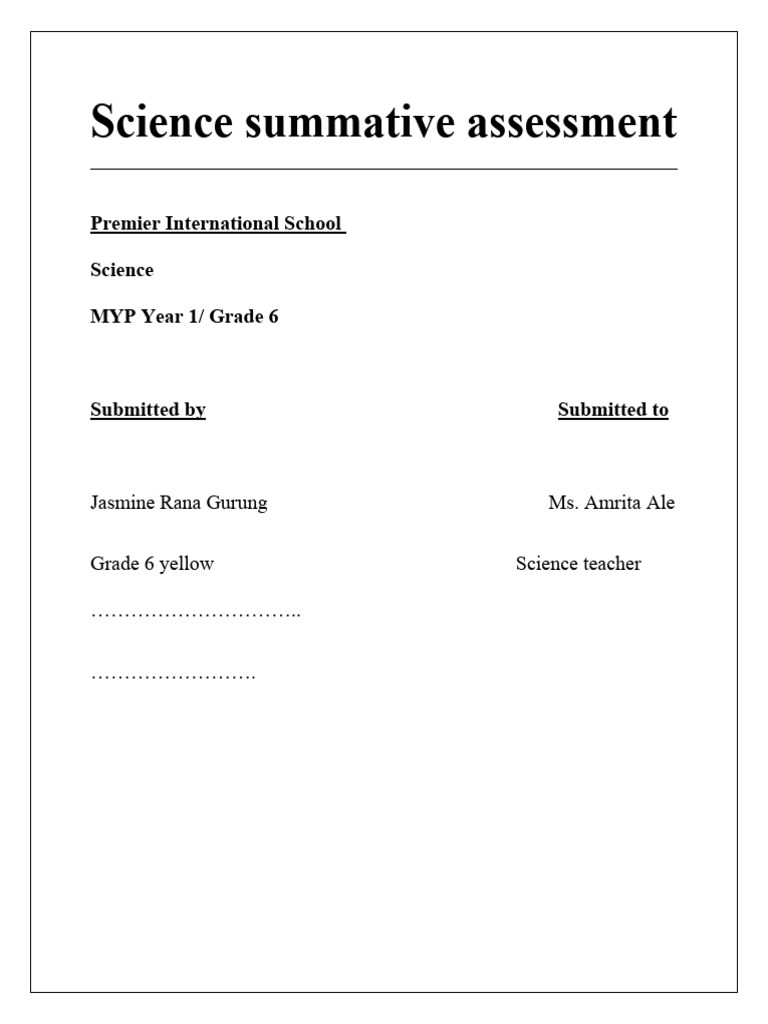 Science Summative Assessment | PDF | Mass | Potential Energy