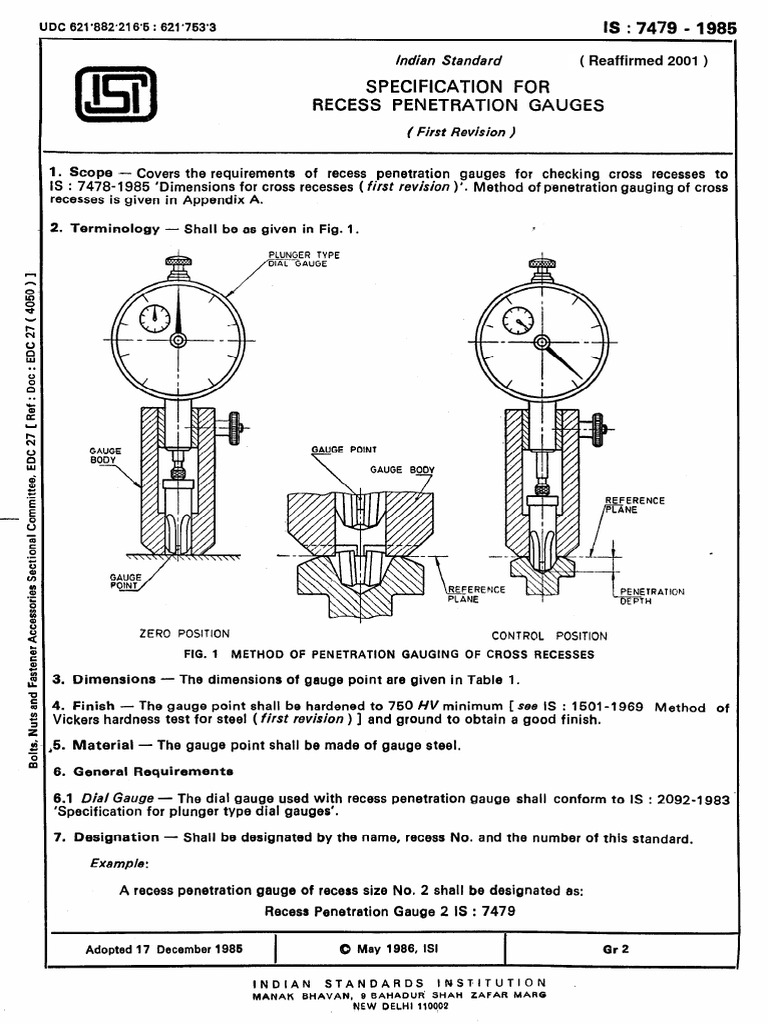 7479 Cross Recess Checking Gauge | Download Free PDF | Materials ...