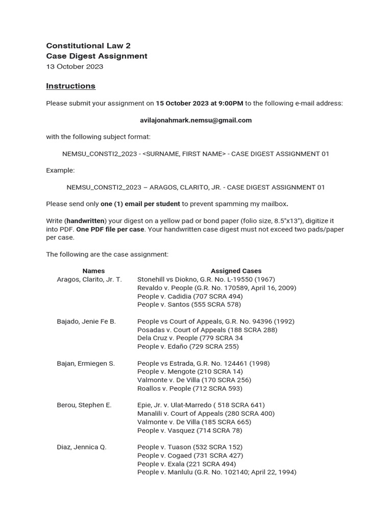Constitutional Law 2 Case Digest Assignment | PDF | Online Services | Computer Network